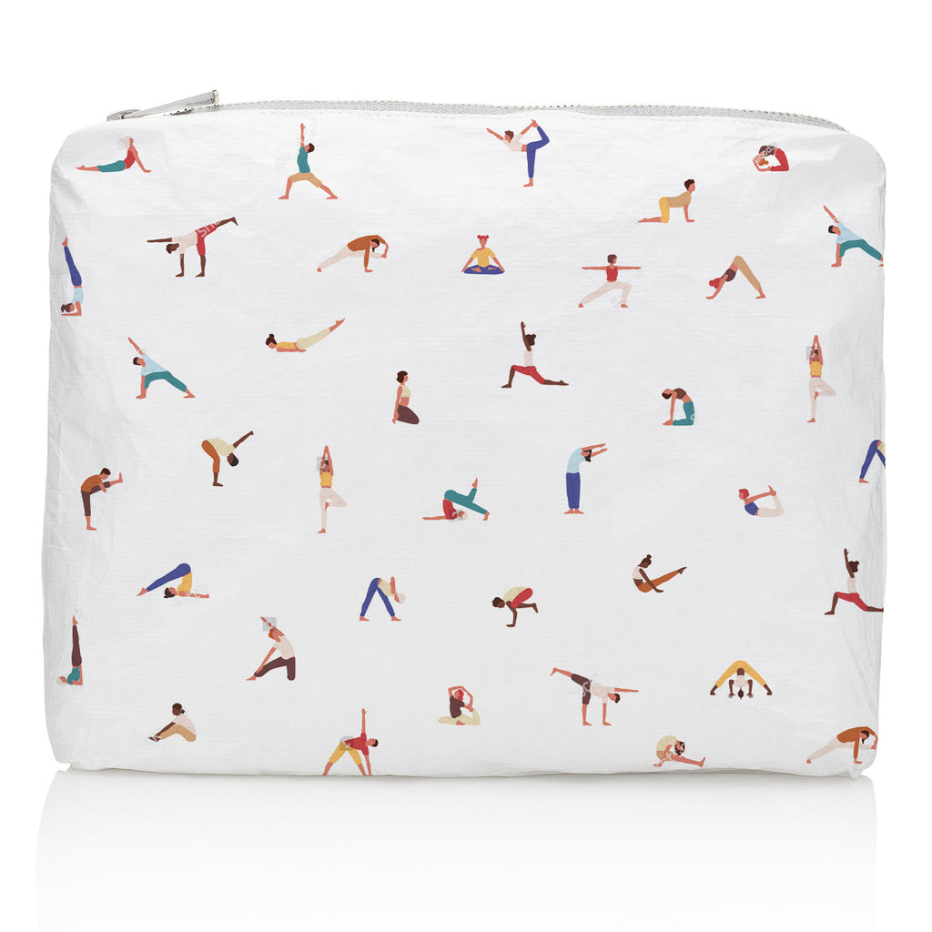 Medium Pack or Clutch Bag - White with Namaste Yogis